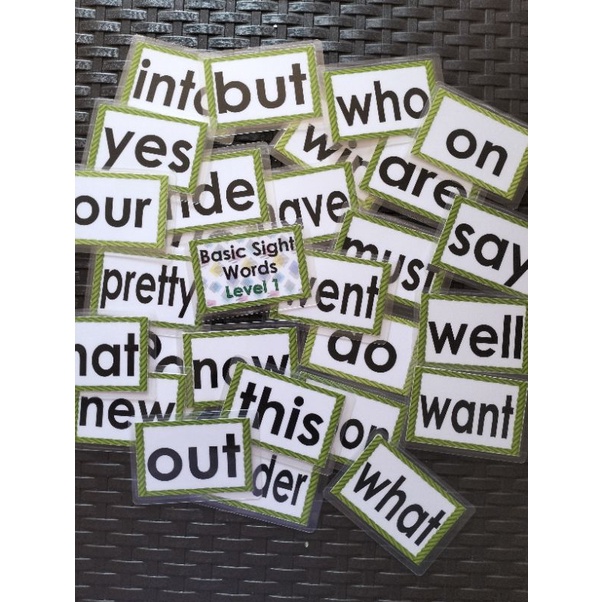 Level 1 to 5 Basic Sight Words (laminated) 250 pcs flashcards | Shopee ...