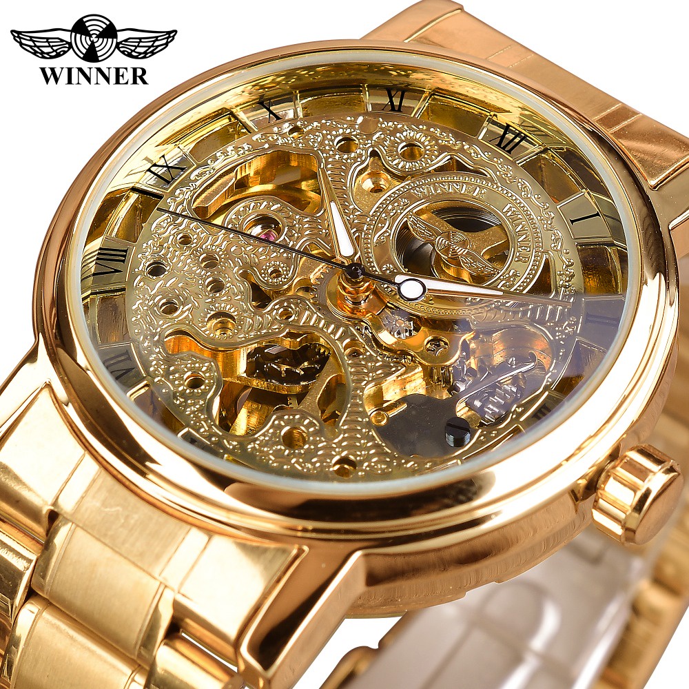 T-Winner watch royal engraving high-quality stainless steel men's ...