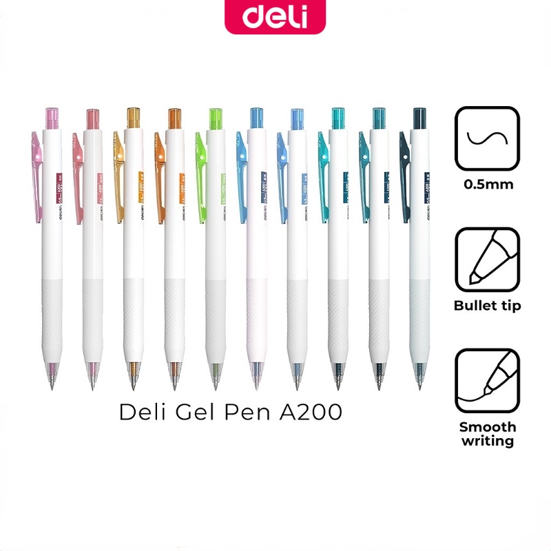 Deli A200 Writing Gel Pen Student School Office Supplies Tip: 0.5mm ...