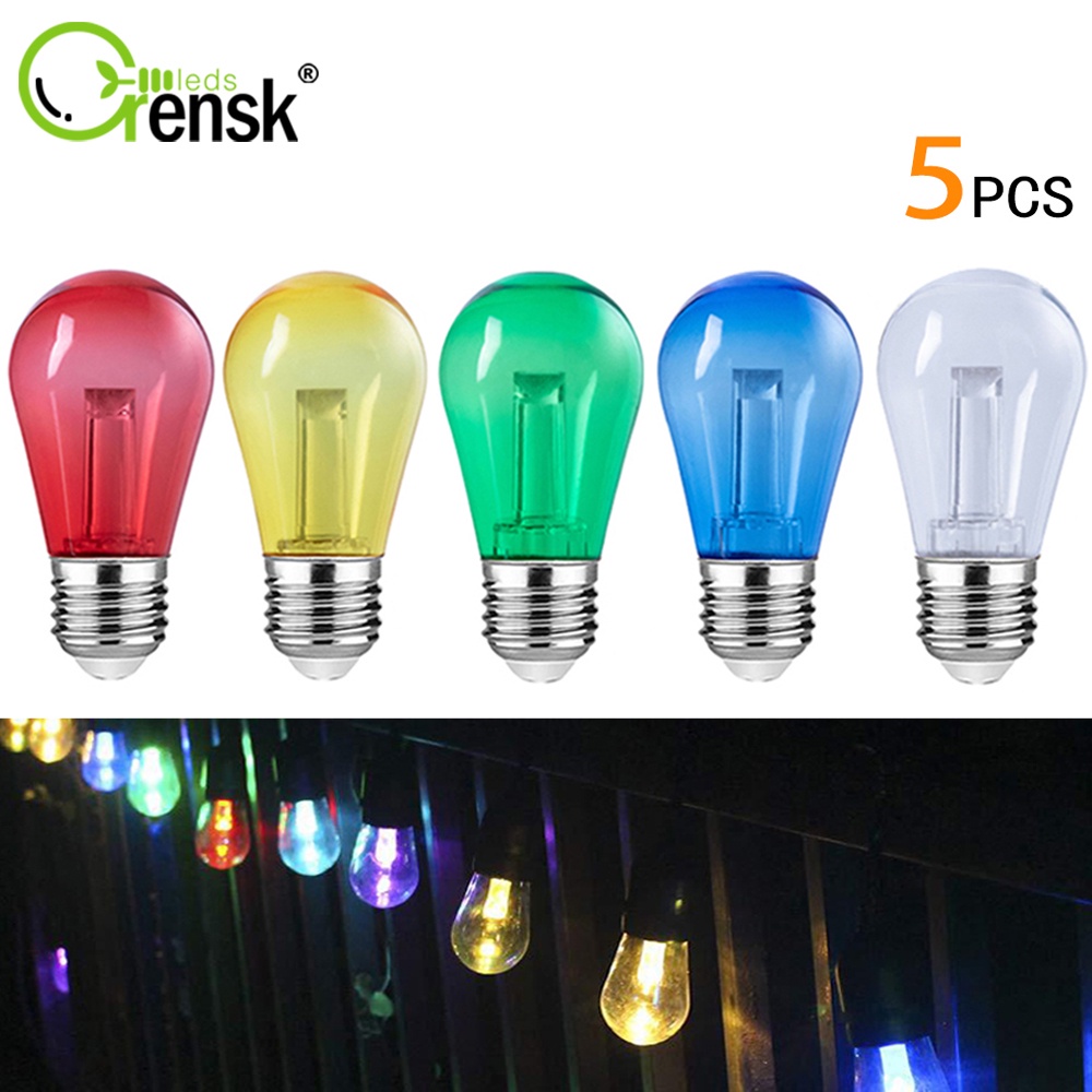 5 packs E27 Colourful LED Bulb 2W S14 Plastic Bulb Party Fairy Lights ...