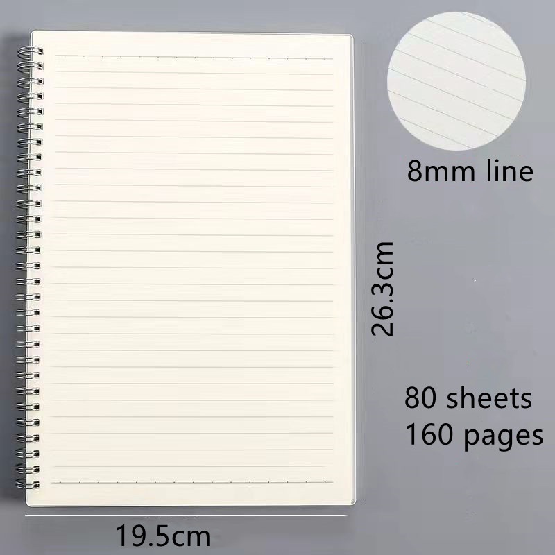 PP Matte coil notepad Horizontal Line notebook A5 thickened notepadCoil ...