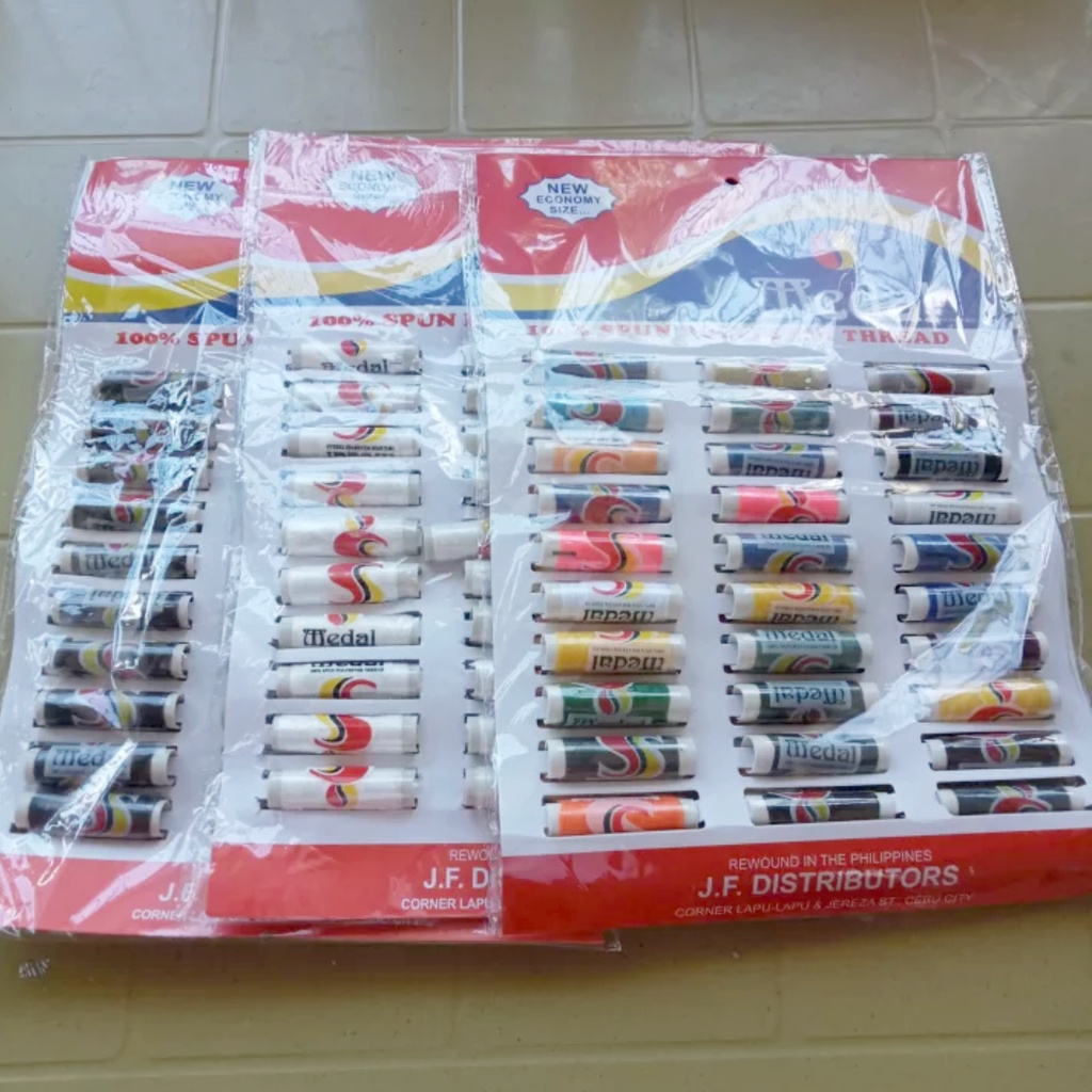 MEDAL SINULID sewing thread MULTICOLORS WHITE BLACK SPUN POLYESTER ...