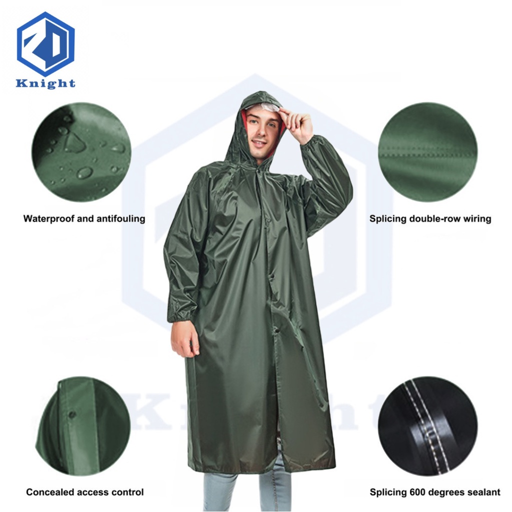 Knight Motorcycle Overcoat Raincoat Green With Reflectorize (Random ...