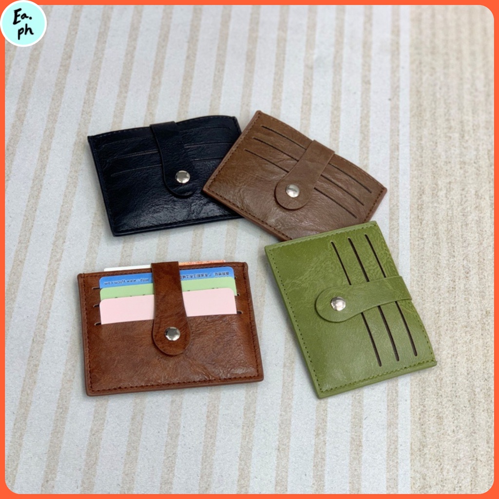 Mini Card Wallet Hasp Button Coins Leather Unisex Card Holder Wallet ...