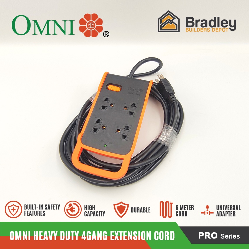 Omni Heavy Duty 4gang Extension Cord WRO204 (6 meters) | Shopee Philippines