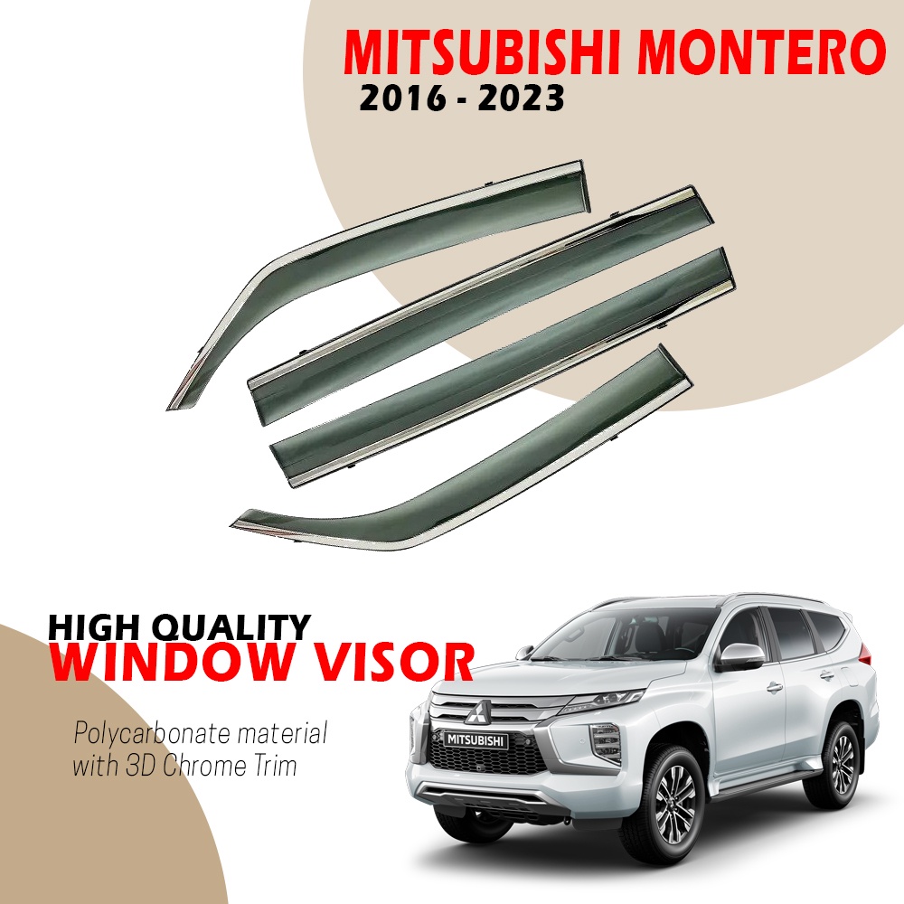 MITSUBISHI MONTERO Window Rain Visor with 3D Chrome Trim Injection Type ...
