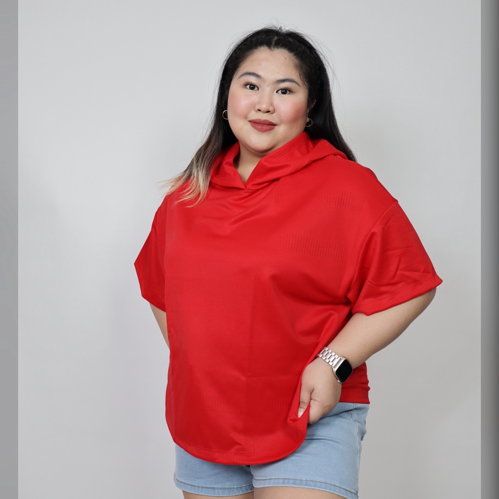 Amber plus size drop shoulder hooded tee | Shopee Philippines