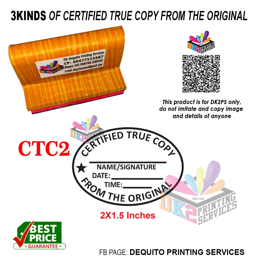 CERTIFIED TRUE COPY FROM THE ORIGINAL CUSTOMIZED RUBBER STAMO (LAYOUT ...