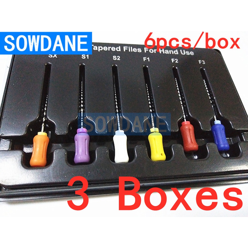 3 Boxes/6 box 25mm Dental Ni-Ti Root Canal File Hand Use Large Taper Ni ...
