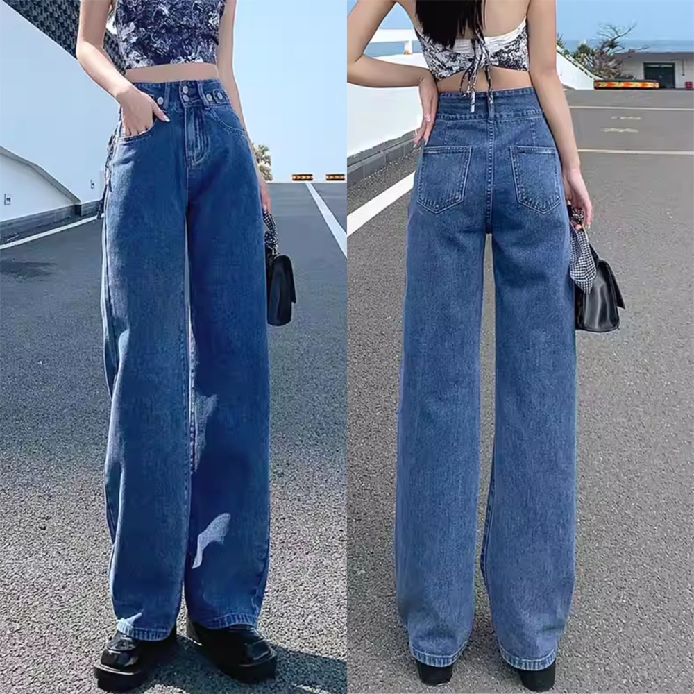 WIDE LEG Jeans for Women Higher-Waist Loose Straight Boyfriend Jeans ...