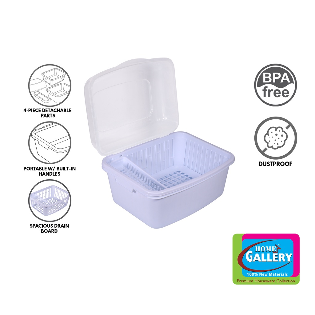 Home Gallery Dish Drainer | Drying Rack w/ Detachable Lid | Polypropylene (PP) | BPA Free ...