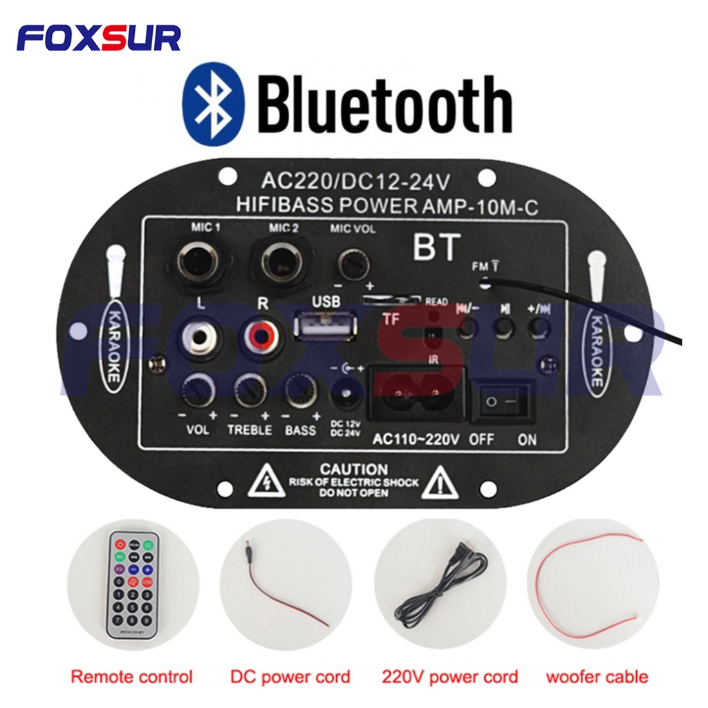 8-12 Inch Speaker AC 220V 12V 24V Digital Bluetooth Stereo Amplifier Board Subwoofer Dual ...
