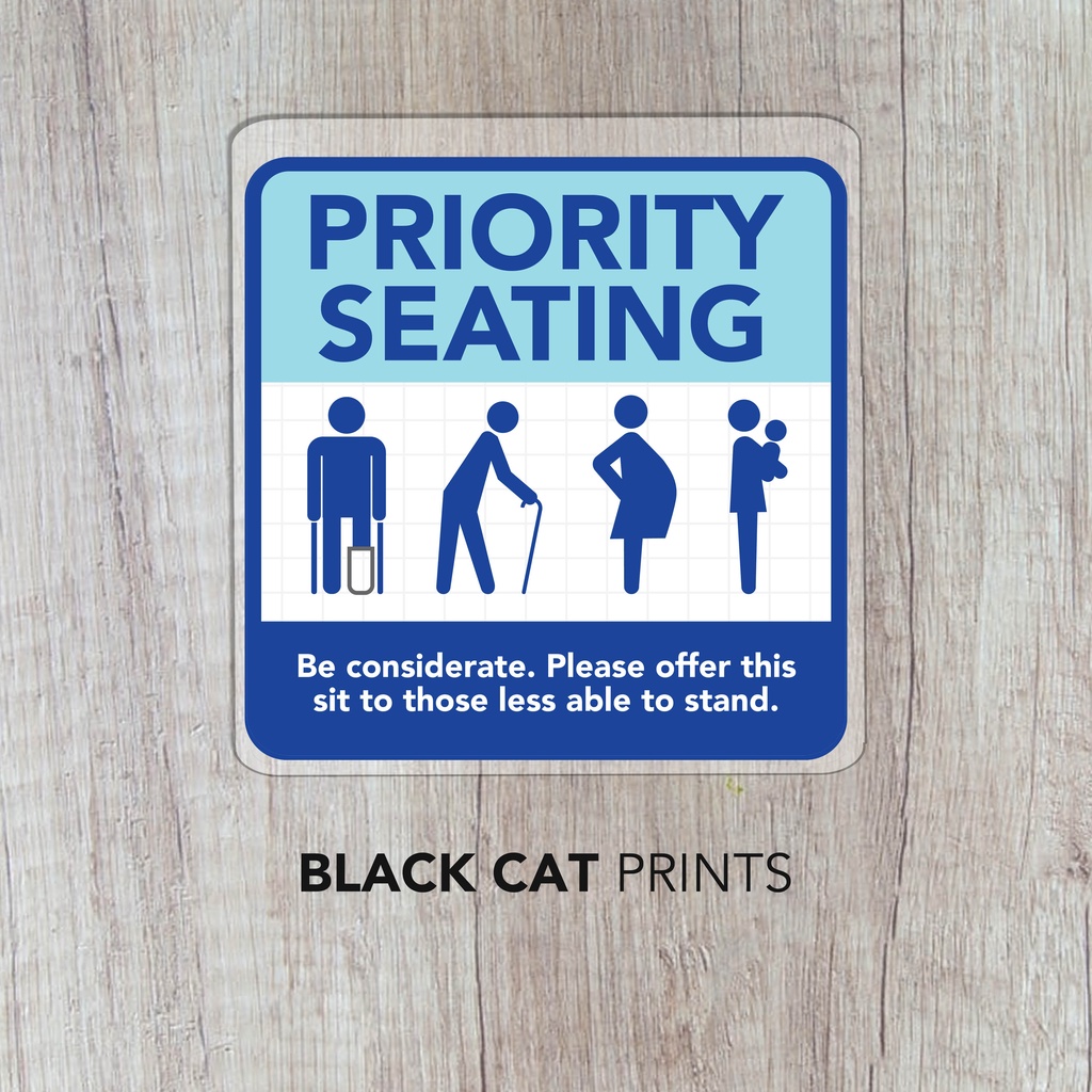 Priority Seating Laminated Signs / Sign Board / Signages | Shopee ...