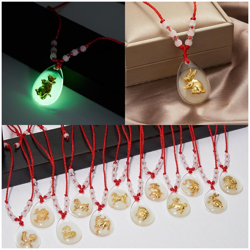 Exquisite Gold Zodiac Pendant Red Rope Necklace CM | Shopee Philippines