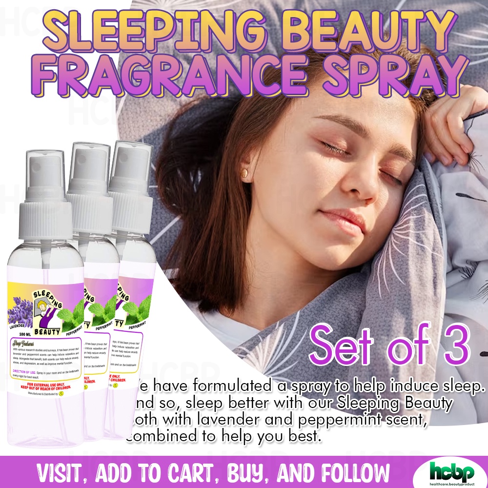 Sleeping Beauty Sleeping Inducer Spray 100ml (Set of 3) Lavender & Peppermint(Pampahimbing ng ...