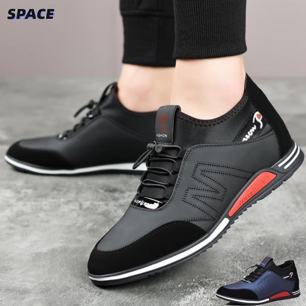 Space Men's Leather Shoes 6CM Sole Anti-Skid Sneakers for Men M677 ...