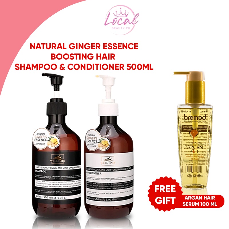 Well Hair Ginger's Shampoo&Conditioner 500ml + Bremod Argan Oil Serum ...
