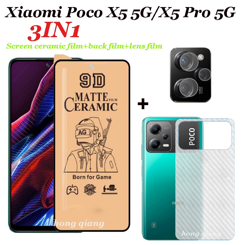 3-In-1 For Xiaomi POCO X5 Pro 5G/X5 5G Soft Ceramic Matte Full Tempered ...
