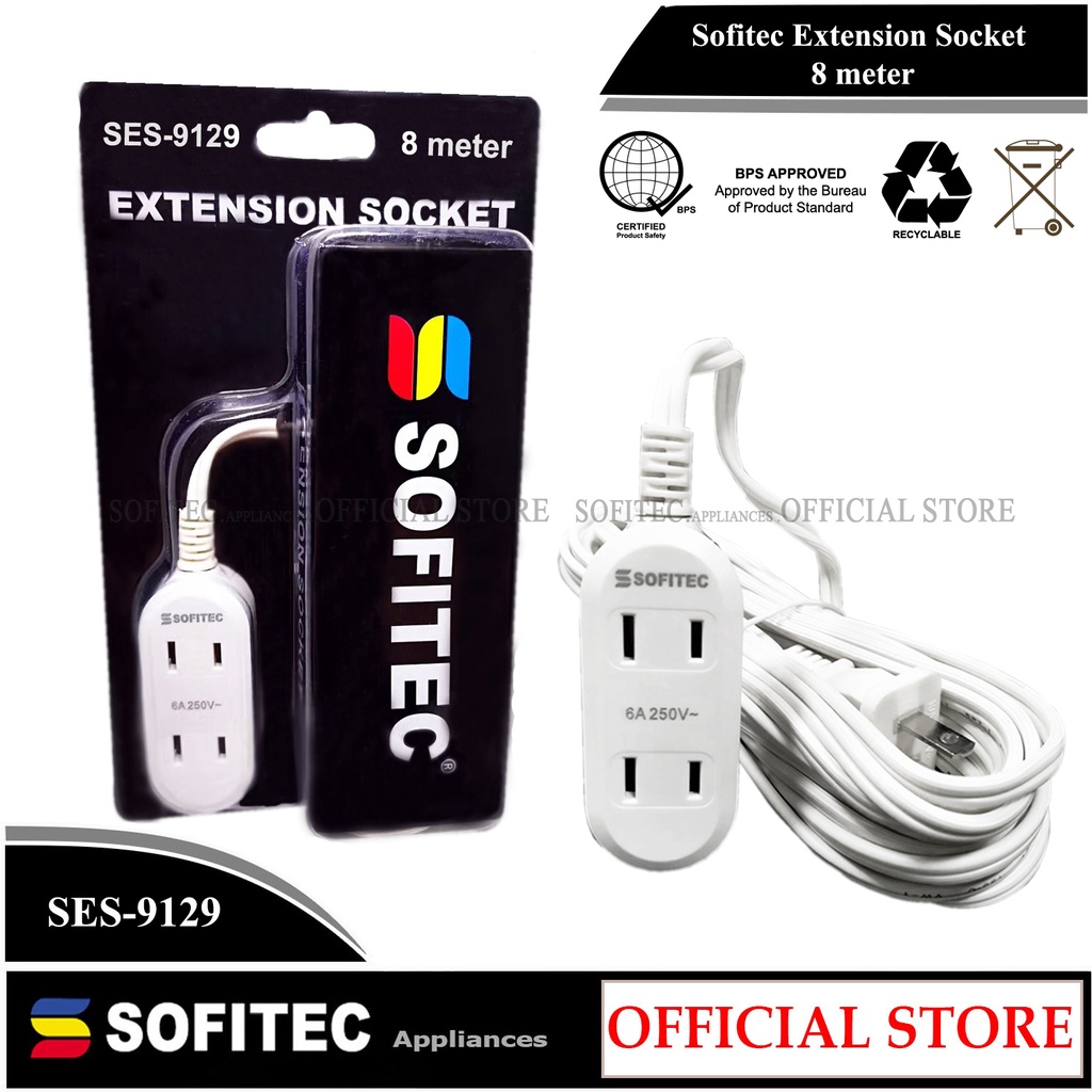 Sofitec Universal Outlet Power Socket Power Extension US Plug 8 Meters ...