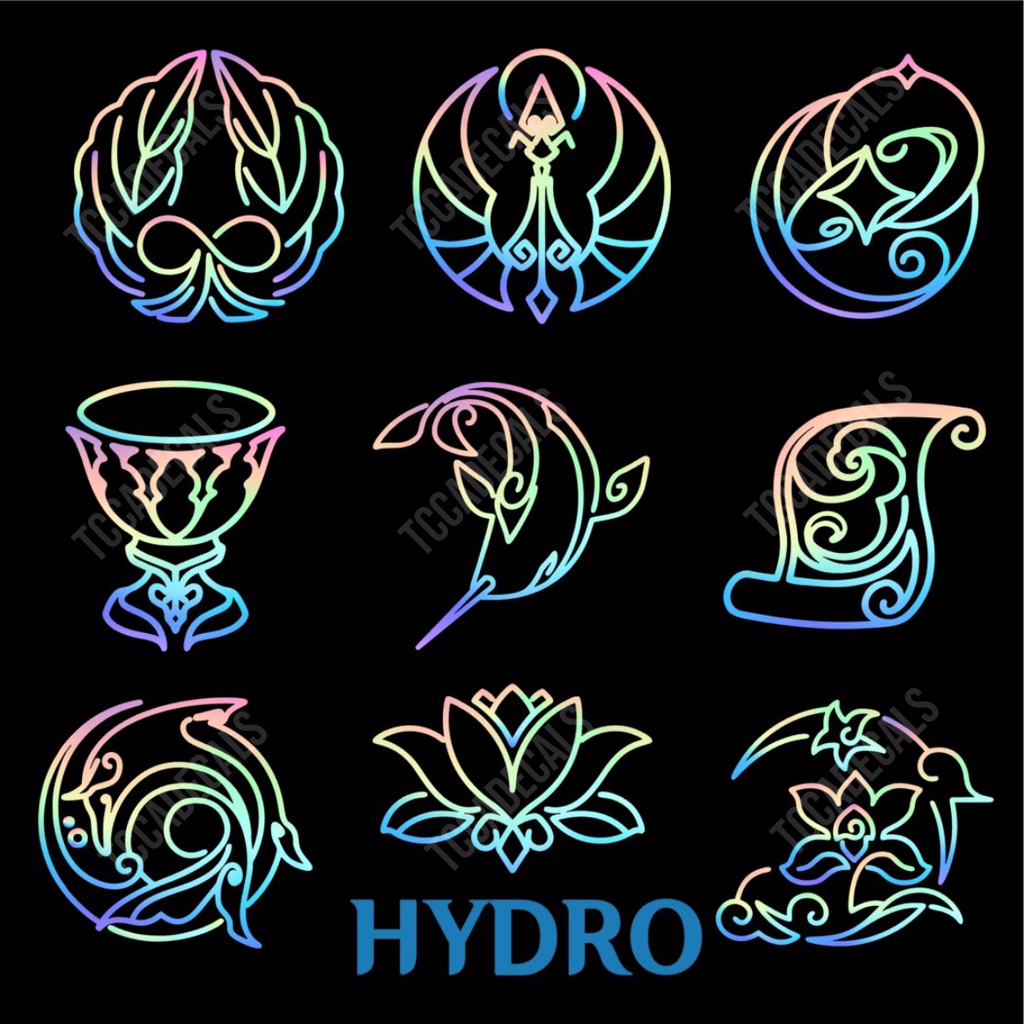 Genshin Impact Hydro Constellation holographic decal | Shopee Philippines