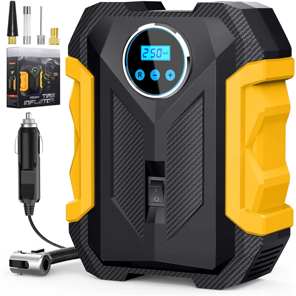 12V Portable Car Electric Tyre Pump Digital Tire Inflator Car Tyre ...