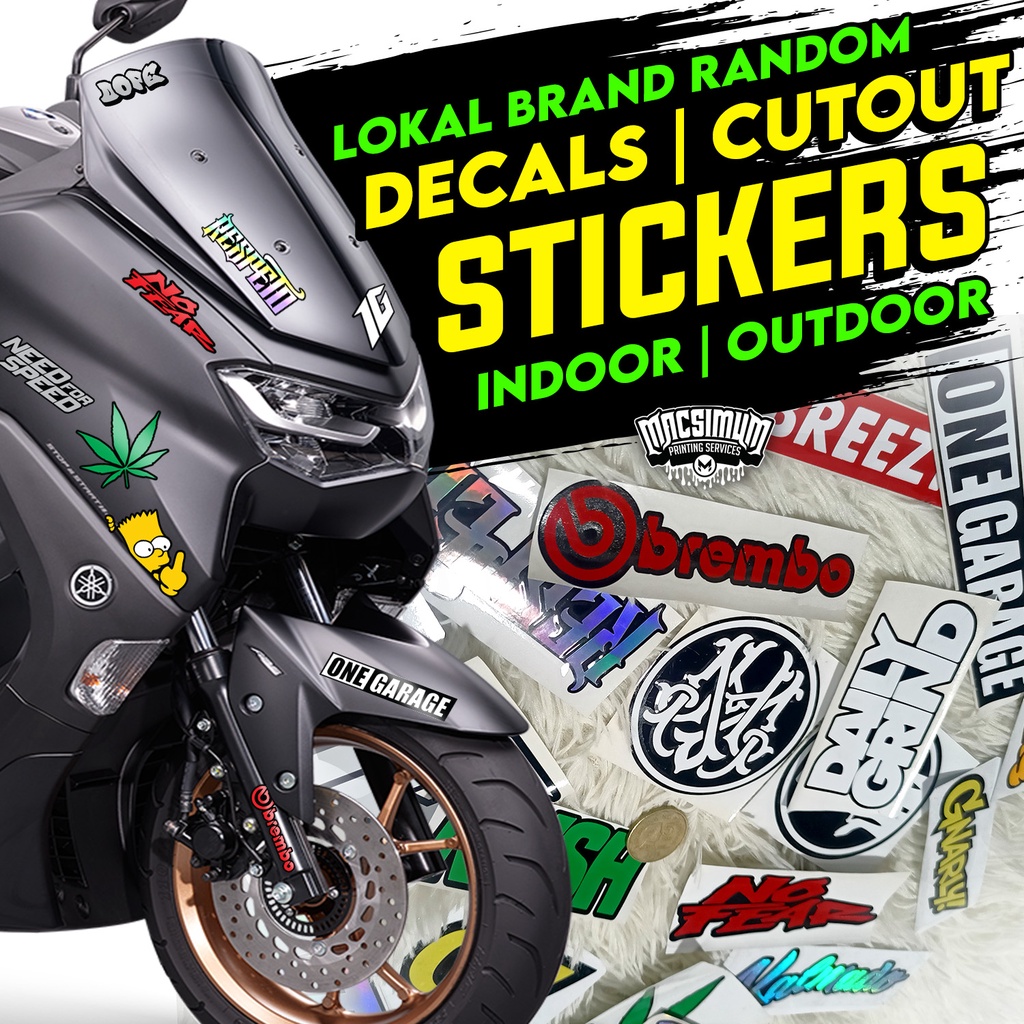 STICKER DECALS CUTOUT | LOKAL BRAND RANDOM | WATER PROOF INDOOR OUTDOOR ...