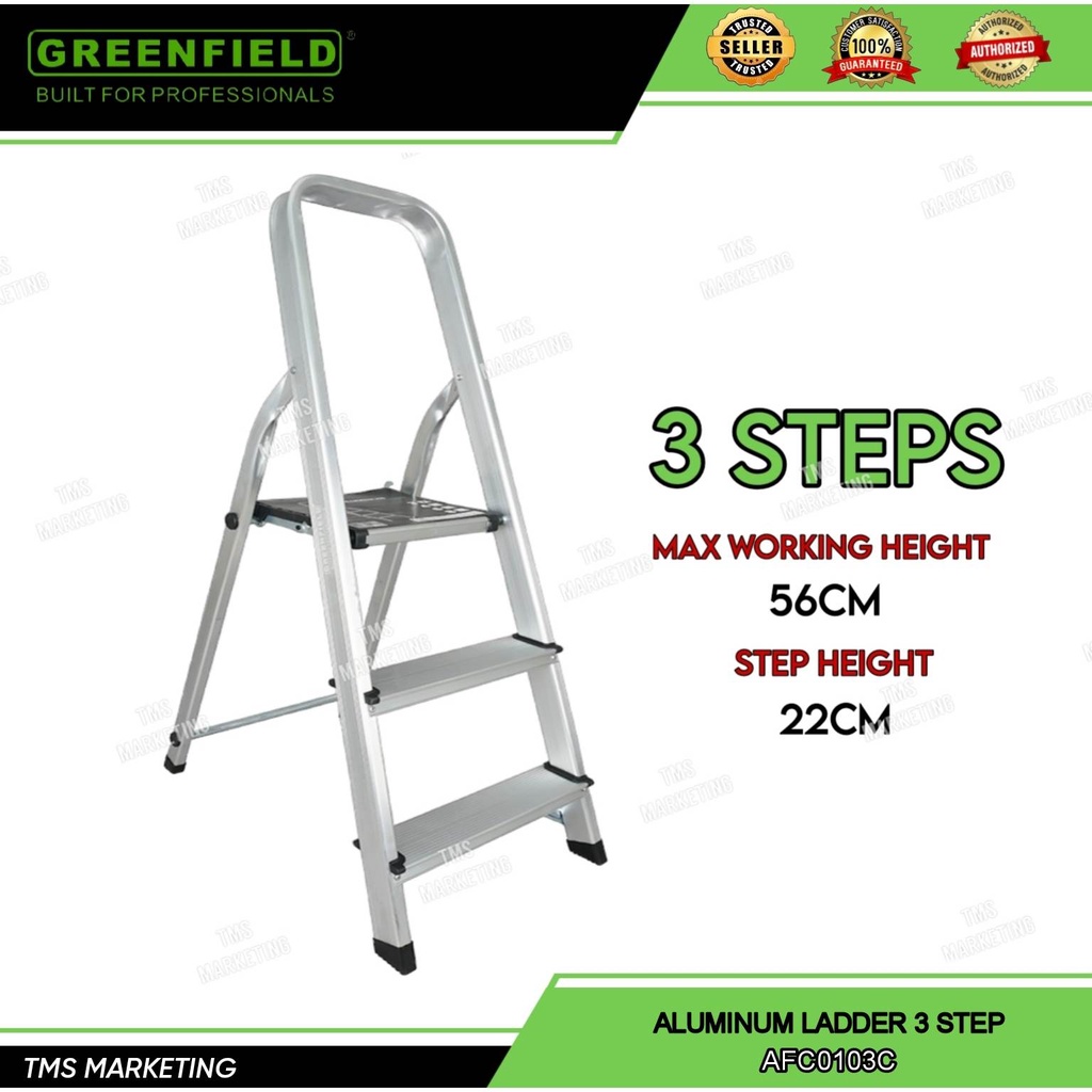 GREENFIELD 3 Step Aluminum Ladder AFC0103C | Shopee Philippines