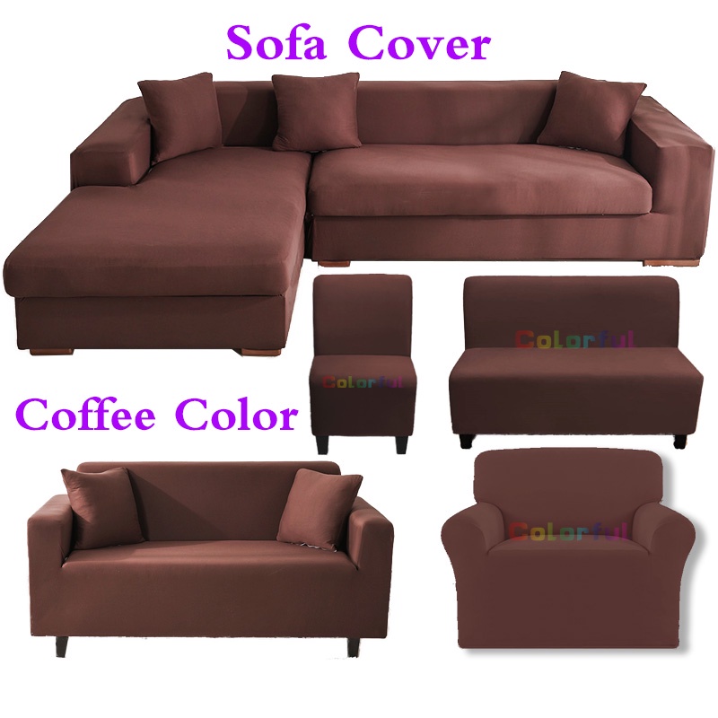 Coffee Color Sofa Cover Sofa Cover Armless 1/2/3/4 seater Sofa Cover ...