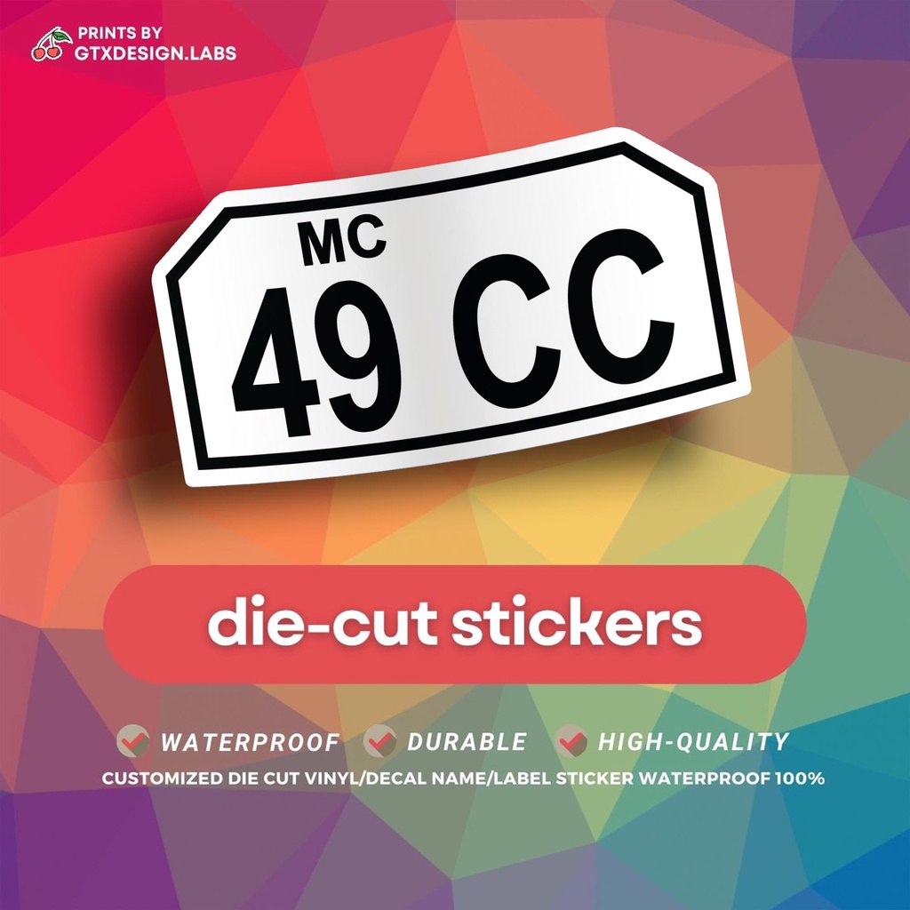 49cc Customized Plate Number Sticker Label for Scooter 3pcs Waterproof ...