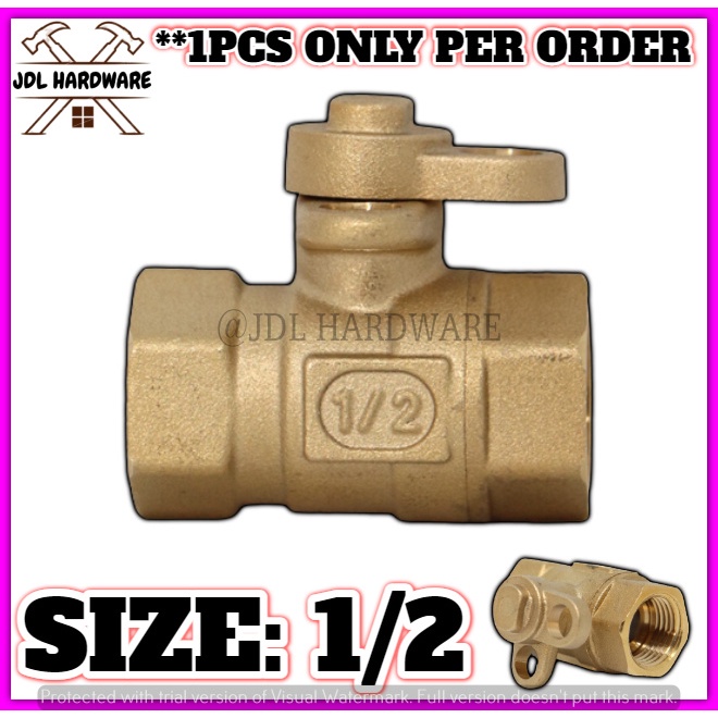 1204 Ball Valve with Lock wing 1/2 Brass LD for Water Meter Copper Gate Valve | Shopee Philippines