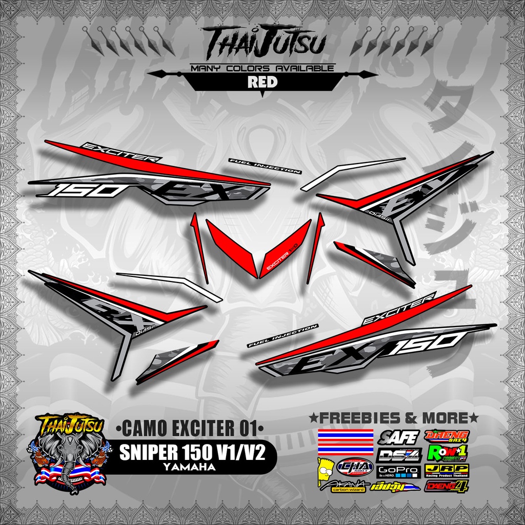 Sniper 150 V1 / V2 Malaysian Decals (Camo Exciter 01)【ThaijutsuStickers ...