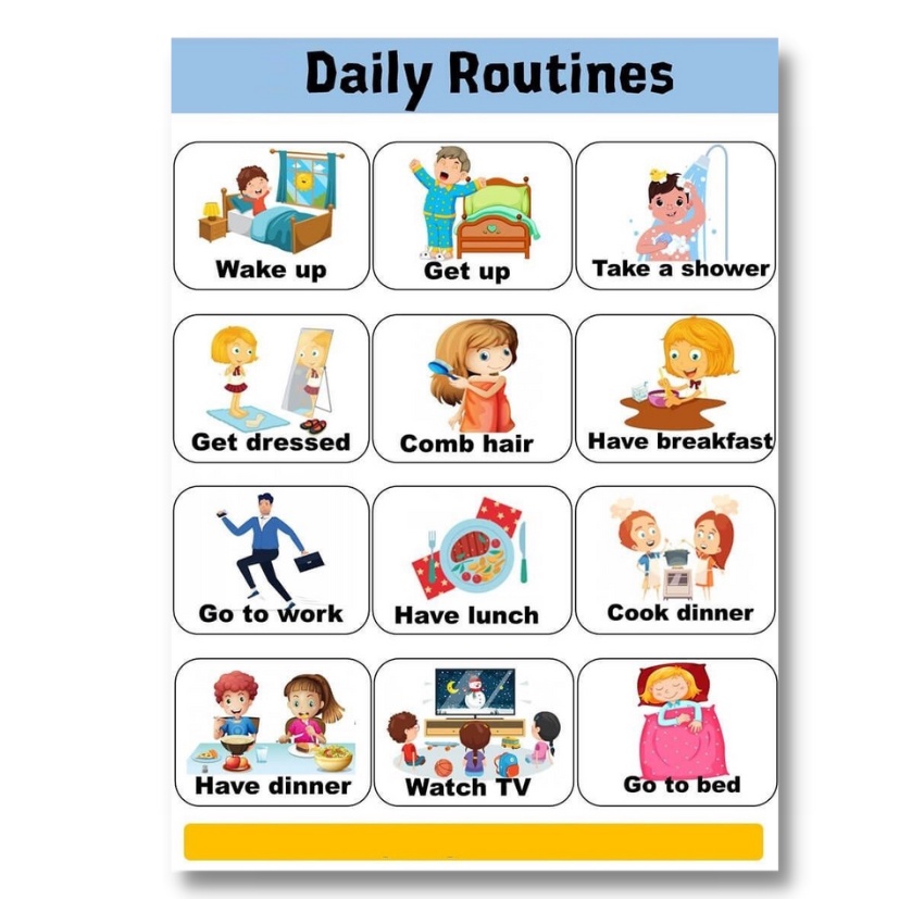 Laminated Action Words Charts, Verbs Charts, Daily Routine Charts for ...