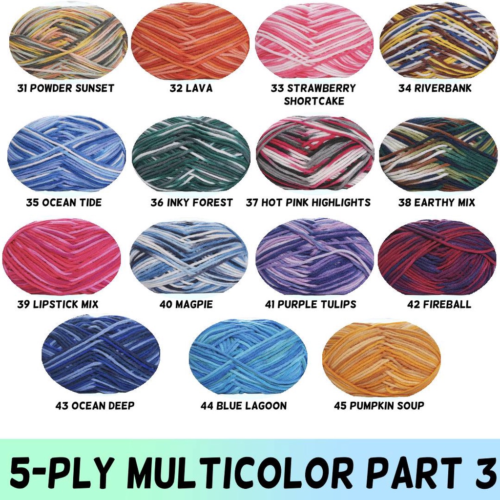 5ply milk cotton yarn (multicolor part 3) 50g knitting crochet wool ...