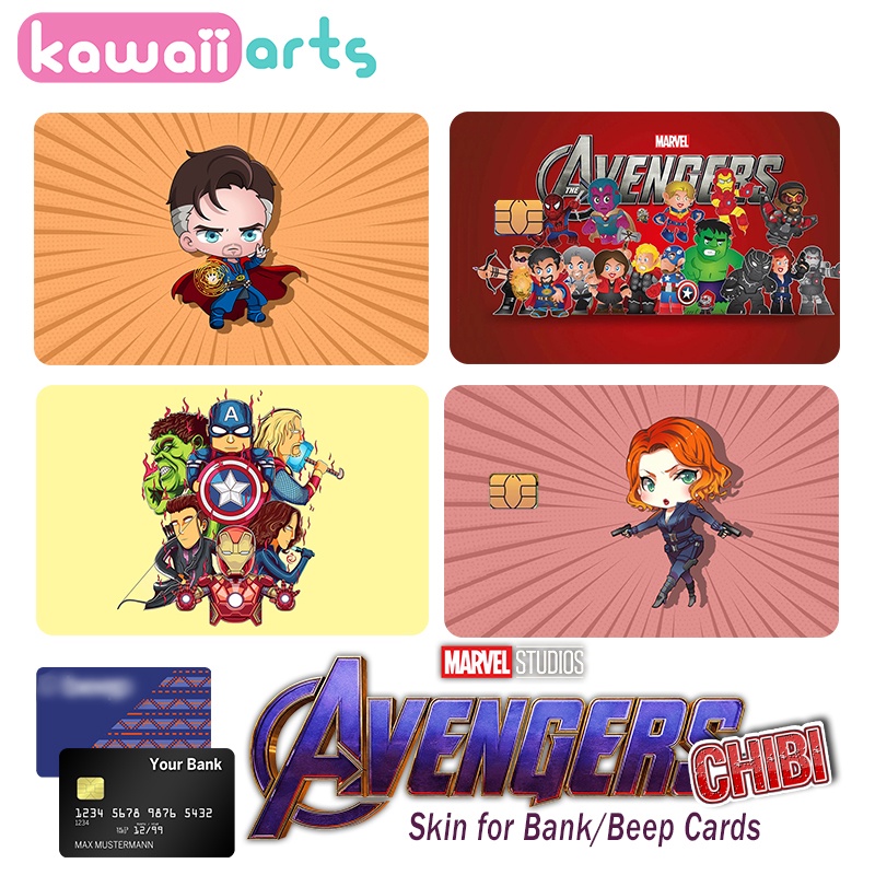 MARVEL MCU CHIBI - CARD SKIN STICKER ( ATM / BANK / BEEP / LOYALTY ...