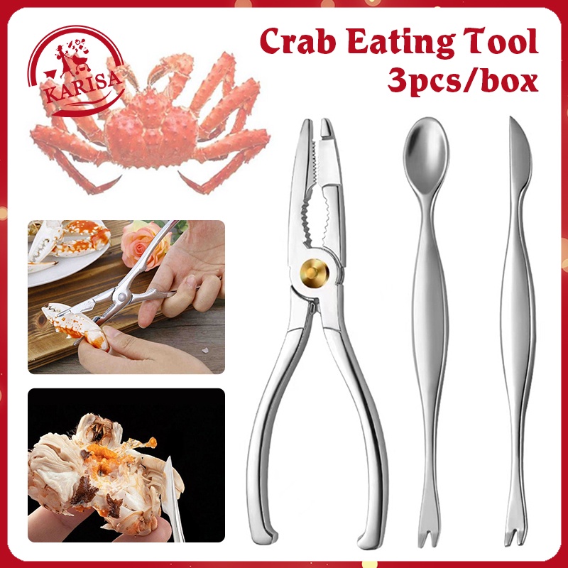 3Pcs Stainless Steel Crab Eating Tool Set Professional Seafood Tools ...