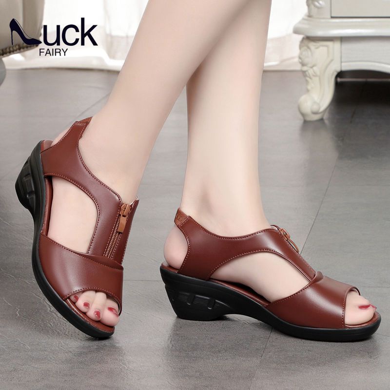 Anti slip rubber soft sole casual sandals for women light peep toes ...