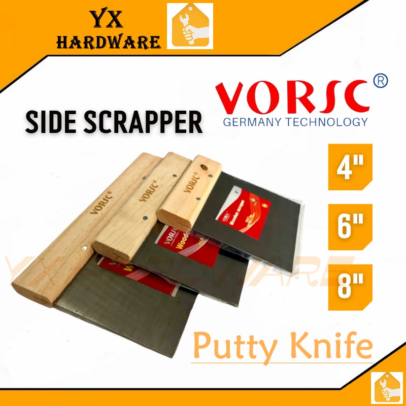 VORSC Side Scrapper Putty Knife Wood Handle 4" / 6" / 8" | Shopee ...