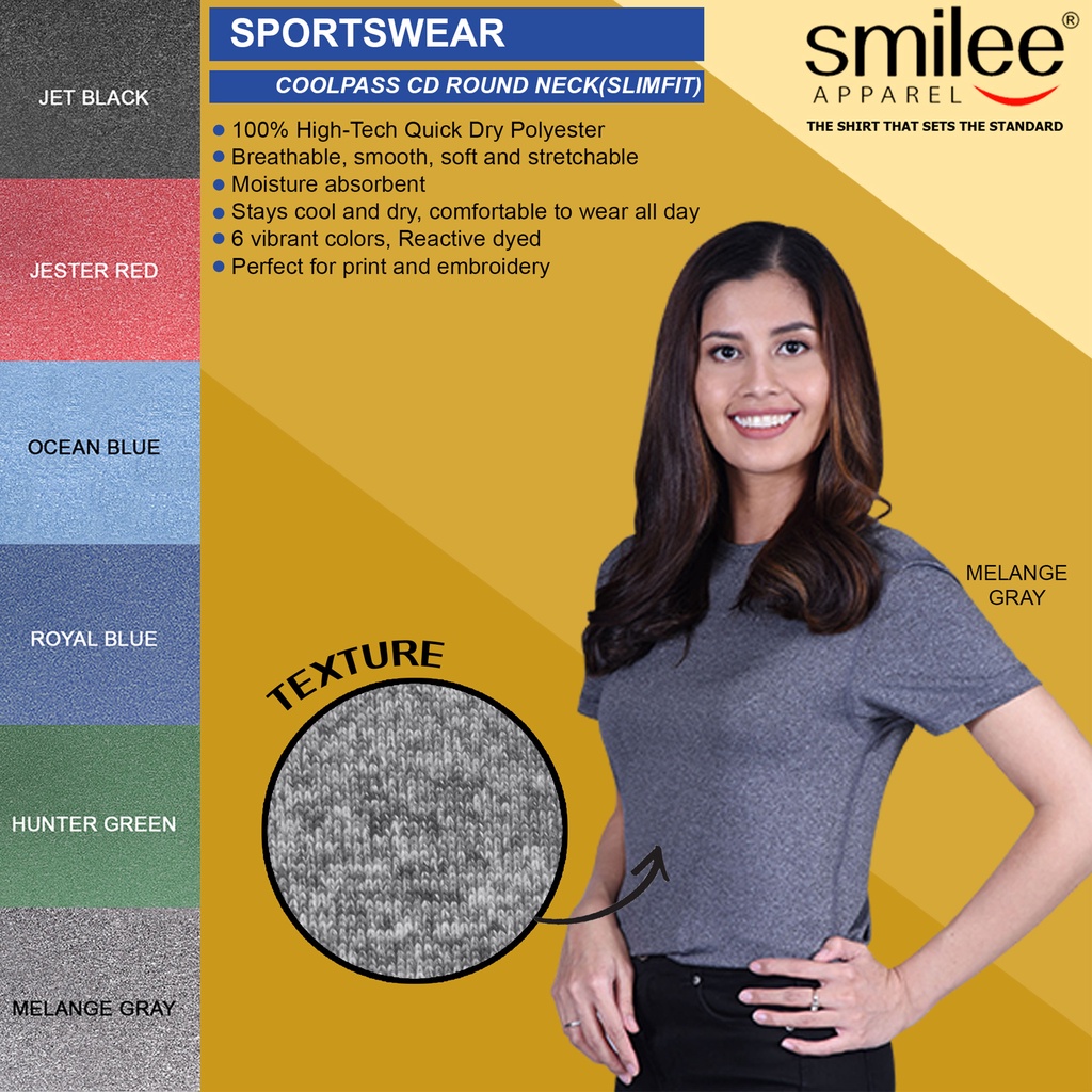 Smilee Apparel Slim Fit Drifit Coolpass CD Round Neck | Shopee Philippines