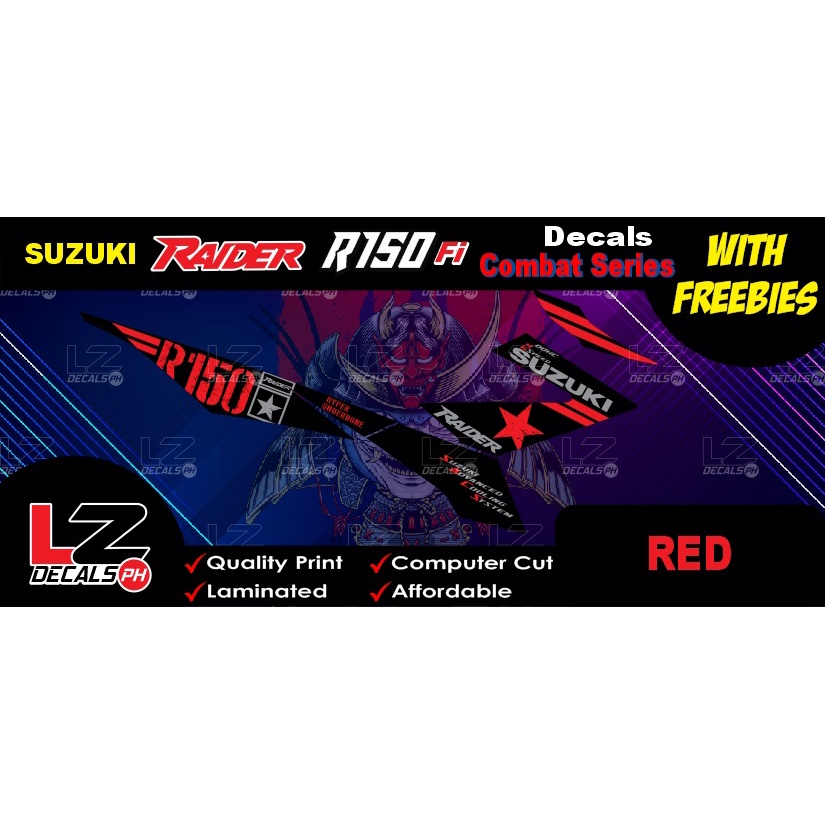 Suzuki Raider R150 Fi Combat Series Decals / Stickers with freebies ...