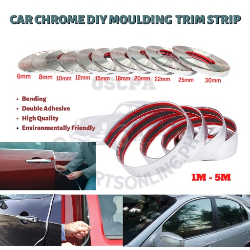 OSCPA 5 Meters Chrome Moulding Trim Strip for Window Bumper Grill Tape ...