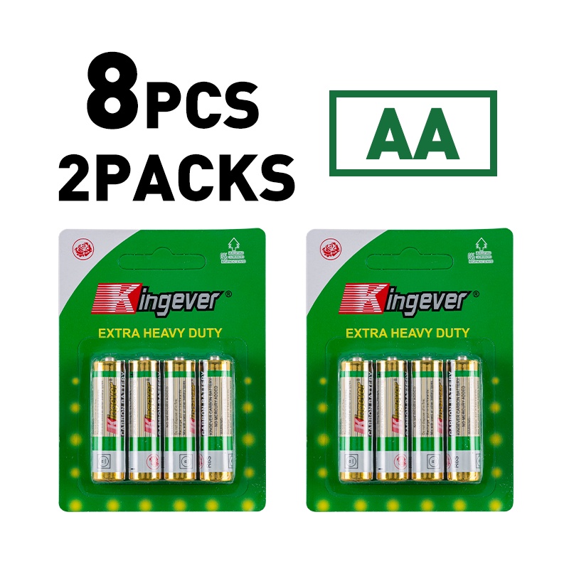 Kingever 100% Original R6S AA 4pcs/Pack Extra Heavy Duty Battery Metal ...