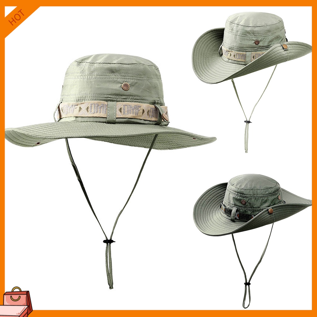 WSG_ Flat Top Summer Cap Fasten String Big Brim Men Sun Hat Vintage ...