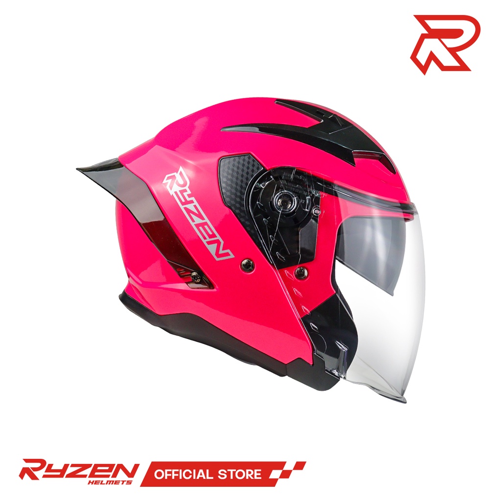 RYZEN ZX-700R Plain Half-Face Dual Visor Helmet (Clear Lens) | Shopee ...