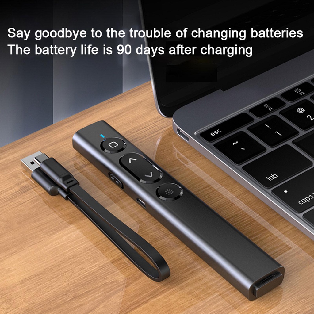 RF2.4Ghz Wireless PPT Remote Control USB Rechargeable Pointer Presenter ...