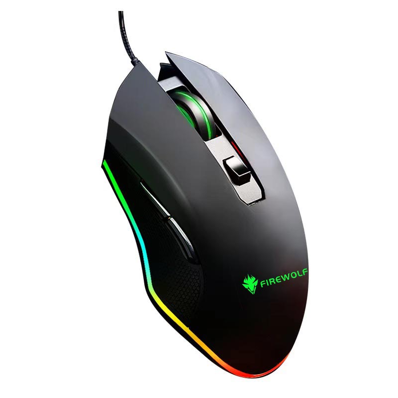 FIREWOLF Black Wired RGB Gaming Mouse 6400DPI Design Gaming Mouse FW-Q7 ...