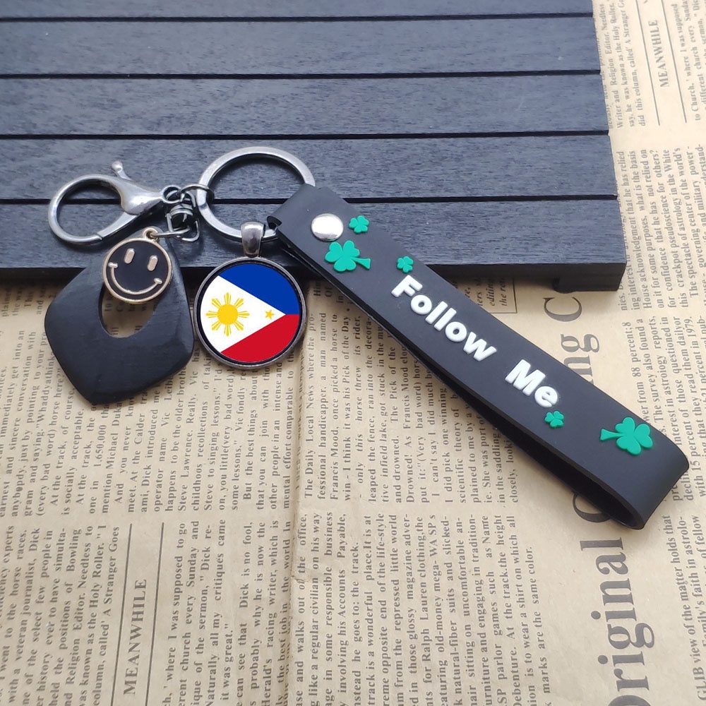 Philippine Flag Time Gem Black Keychain God Jesus Christ Follow Me ...