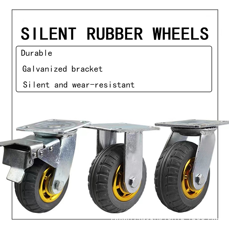 Heavy Duty Rubber Wheel Swivel Caster Wheel 4"5"6"8" Brake Wheel ...