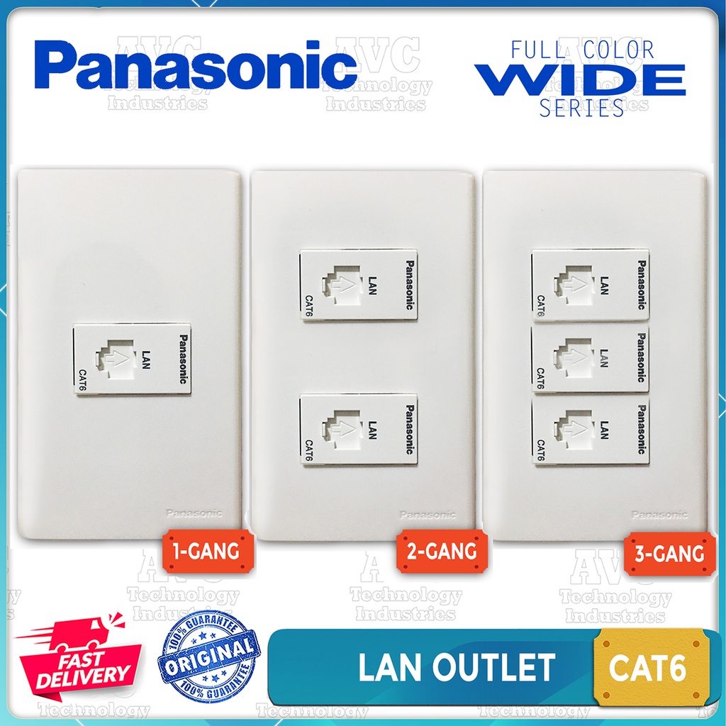 COD "Panasonic Wide Series CAT6 LAN Outlet WEG24886 White 1, 2, 3 Gang ...