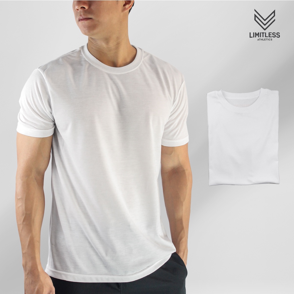 (White) Basic Inner Shirt Comfort Tee for Everyday Wear, Light Gym by ...