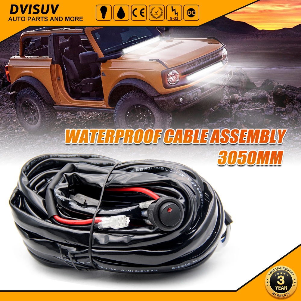 Car LED Light Bar Wire 3M 12V 24V 40A Wiring Harness Relay Loom Cable ...